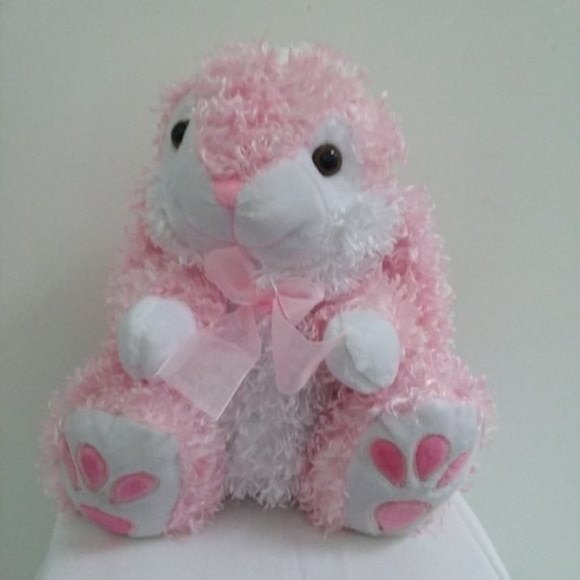 Toys | Big Stuffed Pink Rabbit Easter Bunny Fuzzy Curly Faux Fur Floppy ...